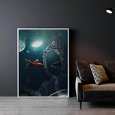 Shark and Goldfish Wall Art – Canvas Freaks