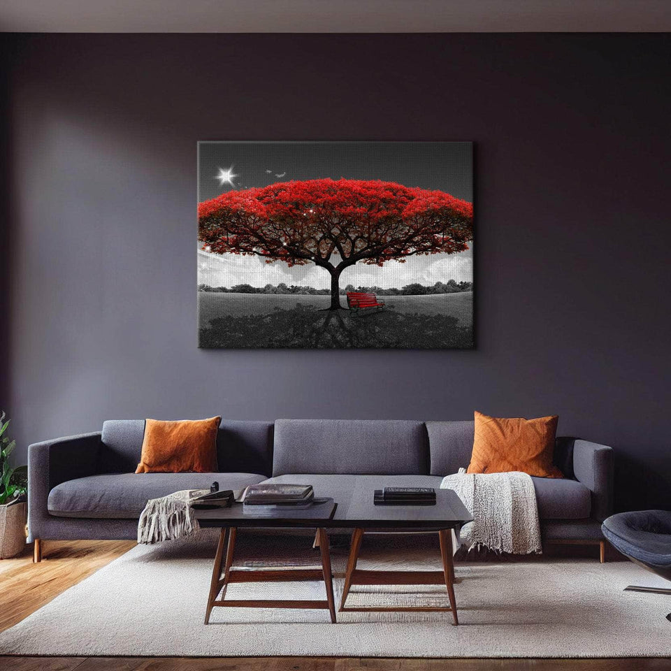 Autumn Red Tree Wall Art – Canvas Freaks