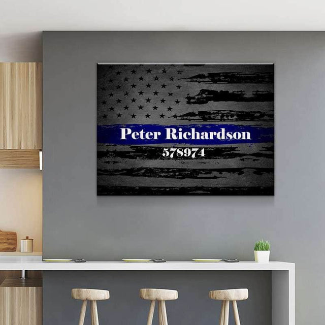 Custom Personalized Thin Blue Line Wall Art – Canvas Freaks