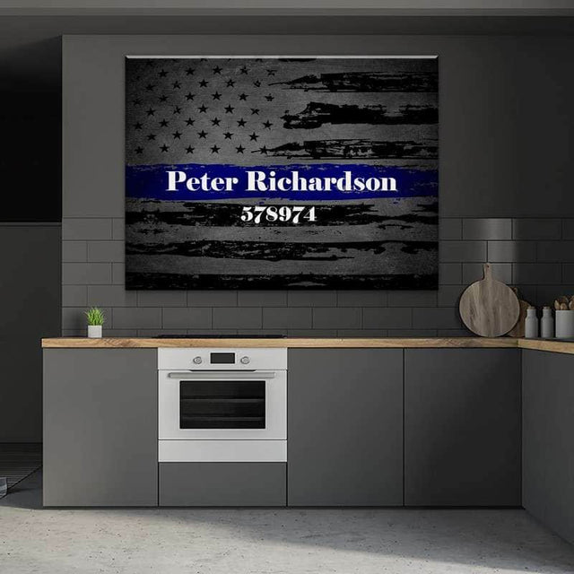 Custom Personalized Thin Blue Line Wall Art – Canvas Freaks