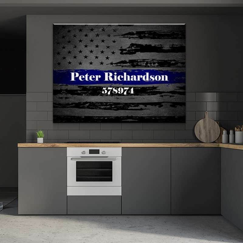 Custom Personalized Thin Blue Line Wall Art – Canvas Freaks